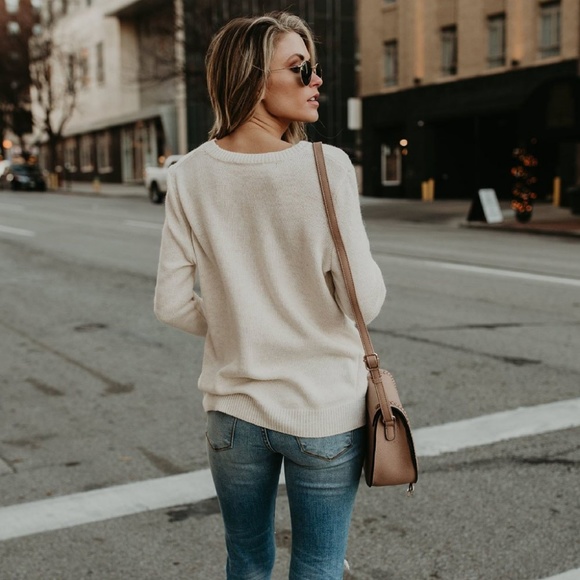 S. the Widow | Sweaters | Alivia Off White Cross Front Sweater | Poshmark